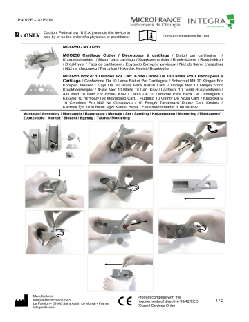 Integra MicroFrance® MCO250 Cartilage Cutter Assembly/Disassembly Mode d'emploi | Manualzz