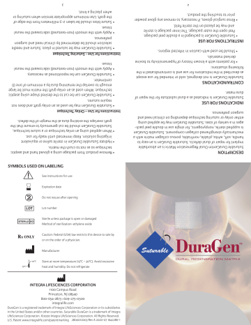 Integra Suturable DuraGen™ Dural Regeneration Matrix Instructions for ...