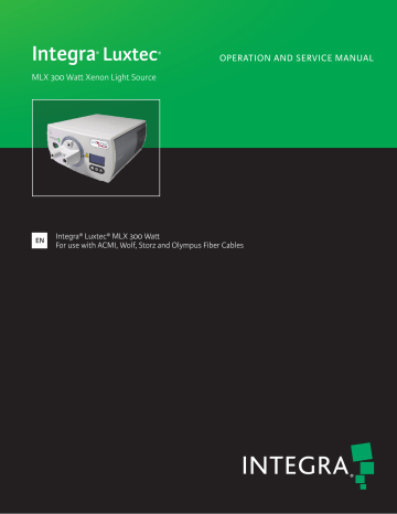 Integra Luxtec® MLX 300 Watt Xenon Light Source Instructions for use | Manualzz