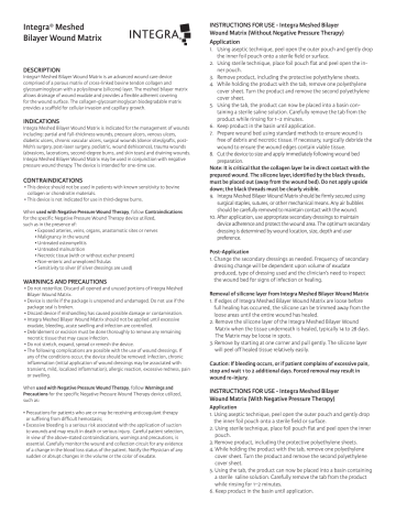 Integra Meshed Bilayer Wound Matrix Instructions for use | Manualzz