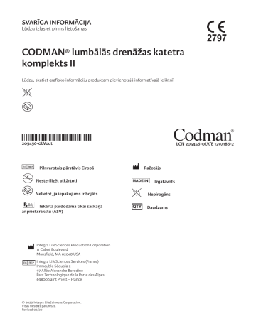 Integra CODMAN® Lumbar Drainage Catheter Kit II ekspluatācijas ...