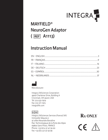 Integra MAYFIELD® NeuroGen Adaptor Instructions for use | Manualzz