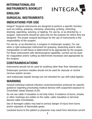 Integra Jarit® Instruments Booklet Instructions for use | Manualzz