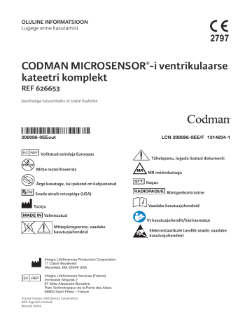 Integra MICROSENSOR® Ventricular Catheter Kit Kasutusjuhend | Manualzz