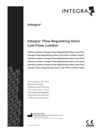 Integra Flow Regulating Valve Low Flow, Lumbar Bedienungsanleitung ...
