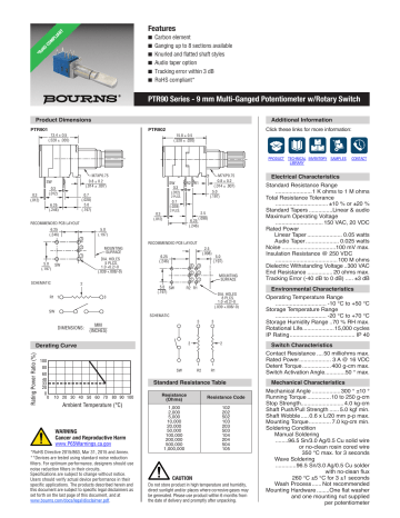 Bourns PTR90 Potentiometer Product sheet | Manualzz