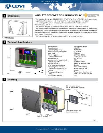 Erone POWER RECEIVERS 4 RELAYS Owner's Manual | Manualzz