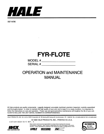 Hale Fyr Flote Operation & Installation Instructions | Manualzz