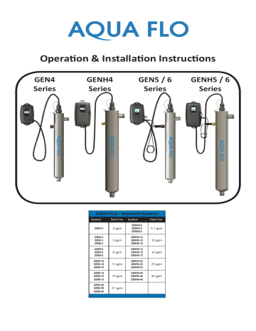 WaterGroup Aqua Flo Gen Series UV Owner's Manual | Manualzz