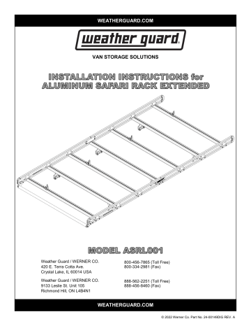 Weather Guard Safari Van Rack Installation guide | Manualzz