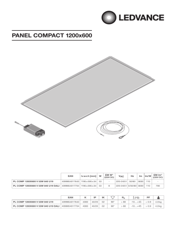 Ledvance PL COMP 1200x600 V 53W 840 U19 User Instruction | Manualzz