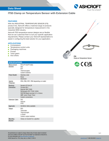 Ashcroft ITS – OEM Temperature Sensors Datasheet | Manualzz