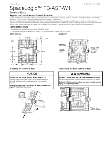 Schneider Electric SpaceLogic™ TB-ASP-W1 Instruction Sheet | Manualzz