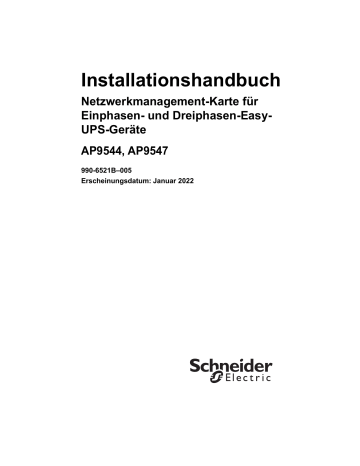 Schneider Electric Network Management Card Installationsanleitung ...