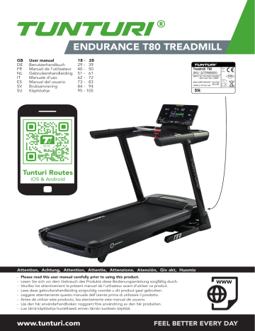 Tunturi T80 Endurance treadmill Bedienungsanleitung | Manualzz