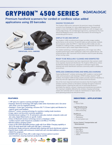 Datalogic Gryphon 4500 Series Data Sheet | Manualzz
