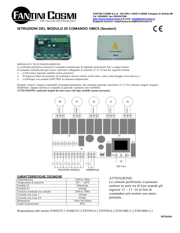 Fantini Cosmi OMC5 Modulo di comando 5 motori Istruzioni per l'uso | Manualzz