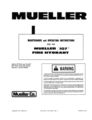 Mueller 107® Fire Hydrant Operating Manual | Manualzz