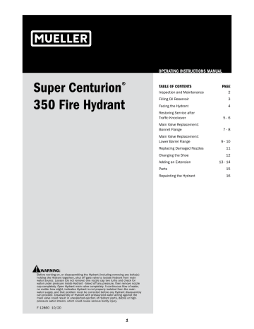 Mueller Super Centurion® 350 Fire Hydrant Operating Manual | Manualzz