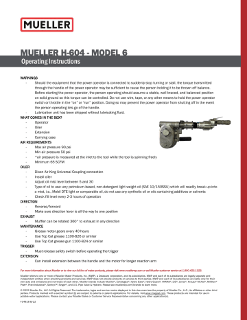 Mueller H-604 - Model - 6 Operating instructions | Manualzz