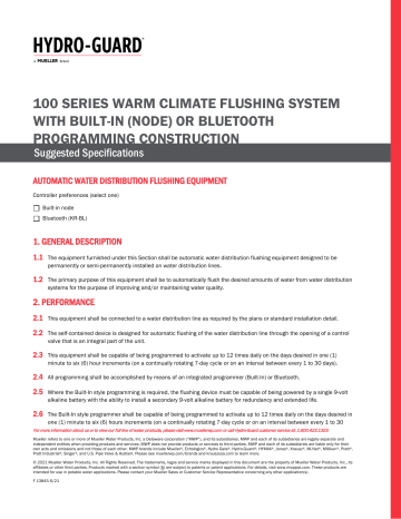 Mueller Hydro-Guard 100 Series Warm Specifications | Manualzz