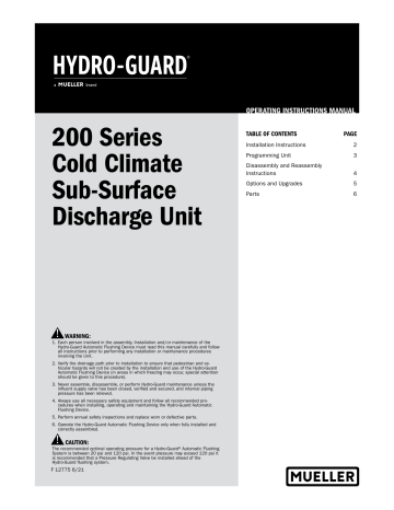 Mueller Hydro-Guard 200 Series Cold Operating instructions | Manualzz