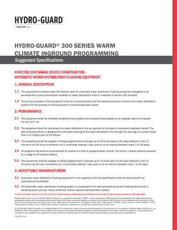 Mueller Hydro-Guard 300 Series Warm Specifications | Manualzz