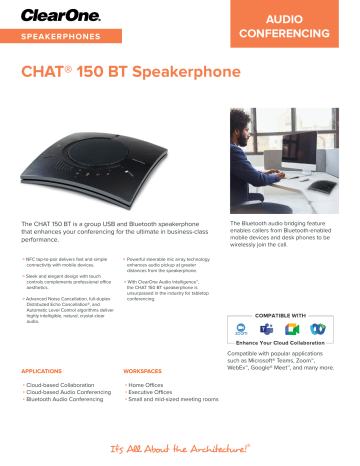 ClearOne CHAT 150 BT Speakerphone Datasheet | Manualzz