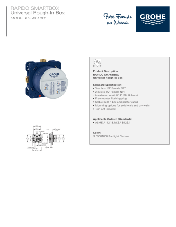 GROHE 35601000 Rapido SmartBox Universal Rough-In Box Specification ...