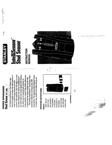 Stanley 77-100 IntelliSensor Stud Sensor Owner's Manual | Manualzz
