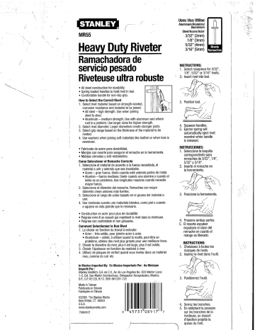 Stanley MR55 Riveter Instructions | Manualzz