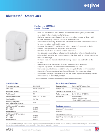 HomeMatic Key-BLE Bluetooth® Data Sheet | Manualzz