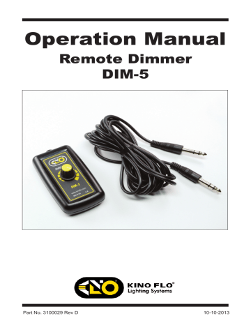 Kino Flo Dim 5 Remote Dimmer Owner's Manual | Manualzz