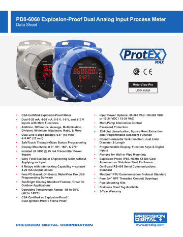 Precision Digital PD8-6060 ProtEX-MAX Data Sheet | Manualzz