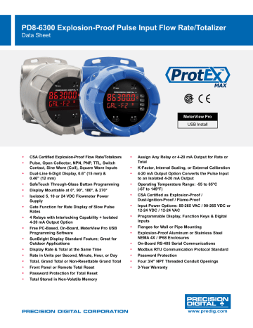 Precision Digital PD8-6300 ProtEX-MAX Data Sheet | Manualzz