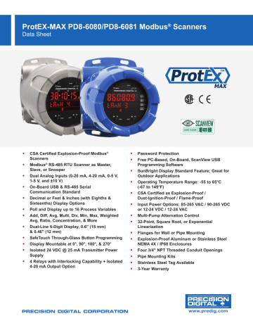 Precision Digital PD8-6080 ProtEX-MAX Data Sheet | Manualzz