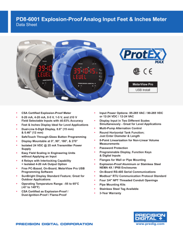 Precision Digital PD8-6001 ProtEX-MAX Data Sheet | Manualzz