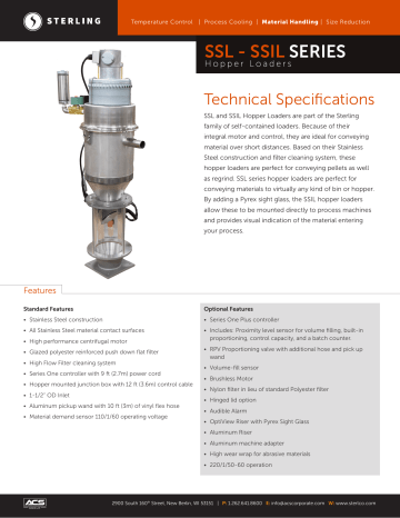 Sterling SSL & SSIL Series Technical Specifications | Manualzz