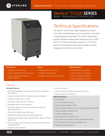 Sterlco TC110 Series Technical Specifications | Manualzz