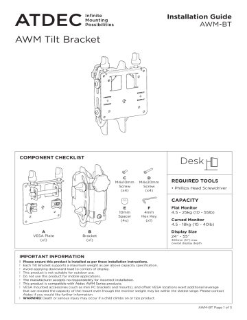 Atdec AWM-BT Installation Guide | Manualzz