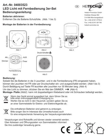 HEITECH LED-Licht Bedienungsanleitung | Manualzz