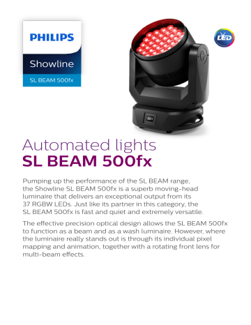 Vari-Lite SL BEAM 500FX Datasheet | Manualzz