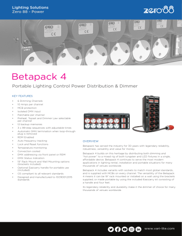 Vari-Lite BETAPACK 4 Datasheet | Manualzz