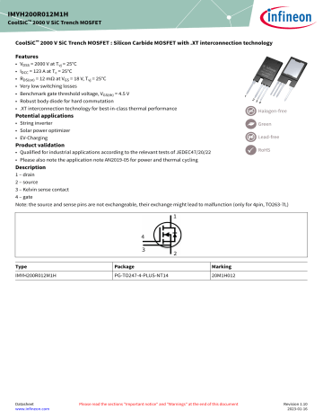 Infineon IMYH200R012M1H MOSFET Data Sheet | Manualzz