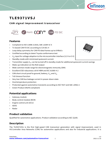Infineon TLE9371VSJ Transceiver Data Sheet | Manualzz
