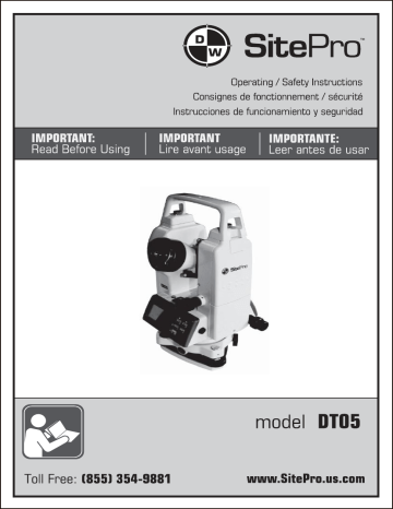 SitePro DT05 Digital Theodolite User Manual | Manualzz