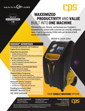 CPS Products MX3030 | R-134a and R-1234yf Refrigerant Management System ...