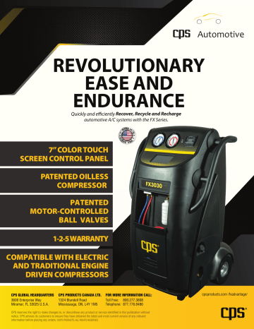 CPS Products FX1234 R1234yf Refrigerant Management System Product sheet ...