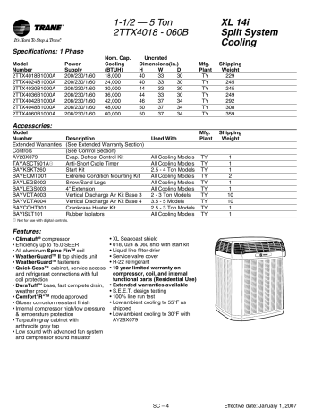 Trane 2TTX4042B1000AA Air Conditioner Installation Guide | Manualzz