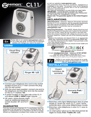Geemarc CL11 User Guide | Manualzz